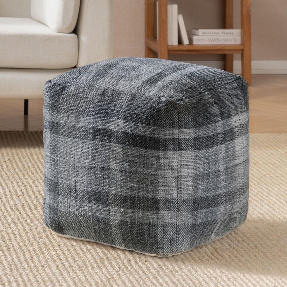 Anji Mountain Vireo 18' Dark Gray Rectangular Upholstered Pouf Ottoman ...