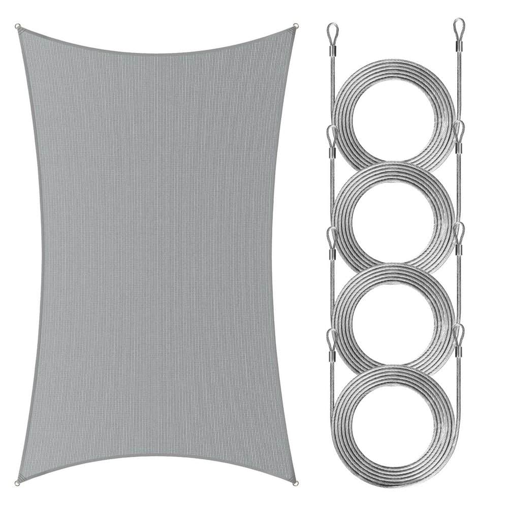 ROYAL SHADE 16 ft. x 20 ft. Rectangle Sun Shade Sail with Rope-Gray RR ...
