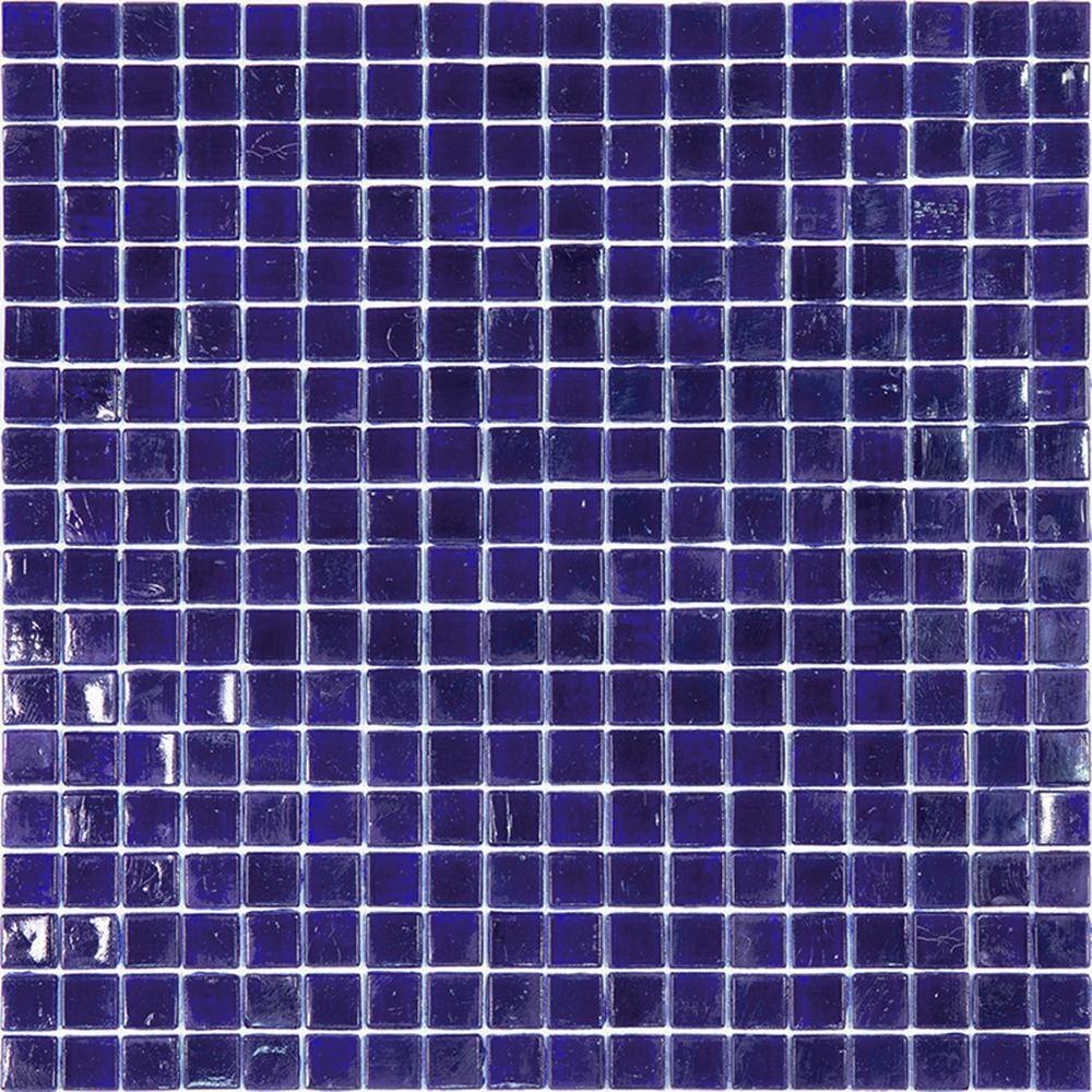 Apollo Tile Skosh Glossy Indigo Blue 11.6 in. x 11.6 in. Glass Mosaic ...