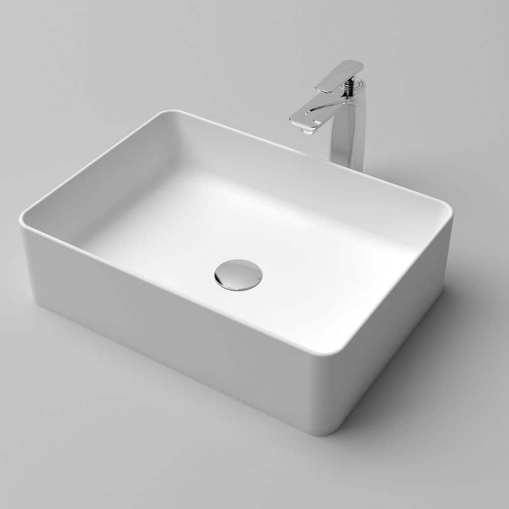 Xspracer Moray 20 in. Solid Surface Vessel Rectangular Modern Bathroom ...