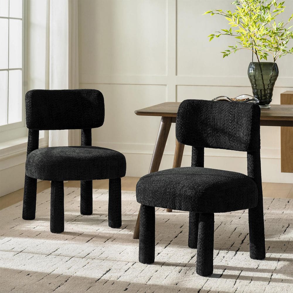 JAYDEN CREATION Jennifer Black Polyester Dining Chair with Solid Wood ...