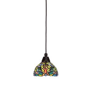 Bryson 7 in. 1-Light Dark Granite Cord Pendant Light with 7 in. Diamond ...