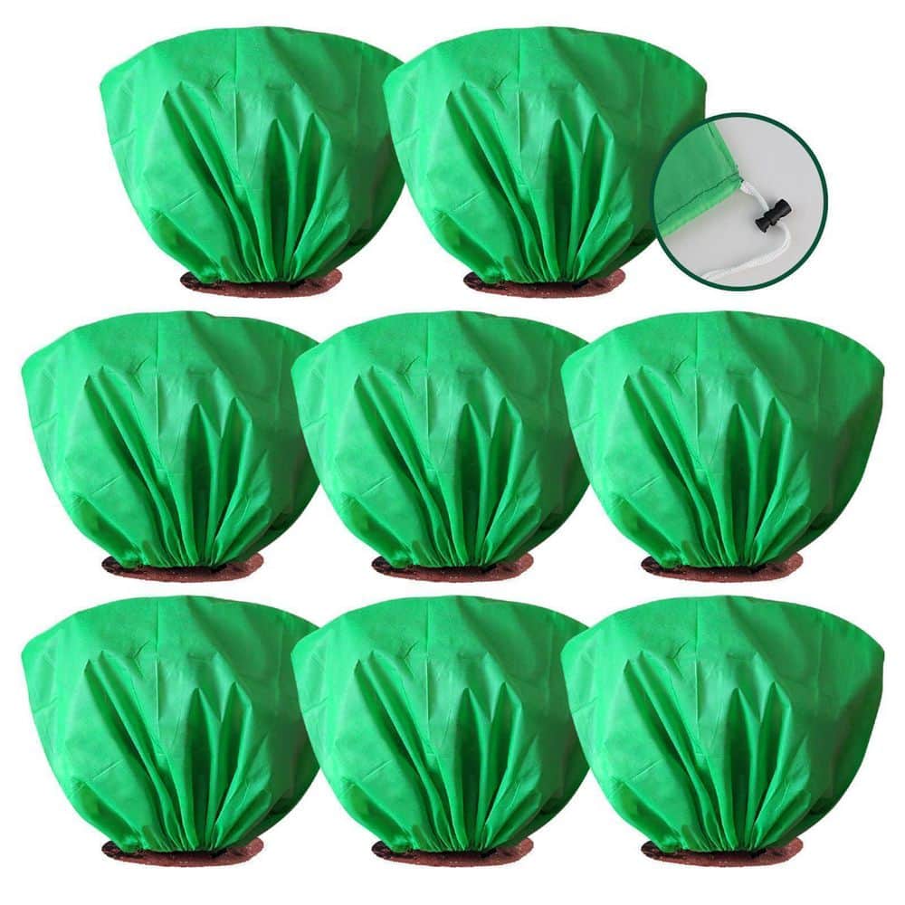 .N/A 39.3 in. White Non-Woven Fabric Plant Cover with Drawstring Winter ...
