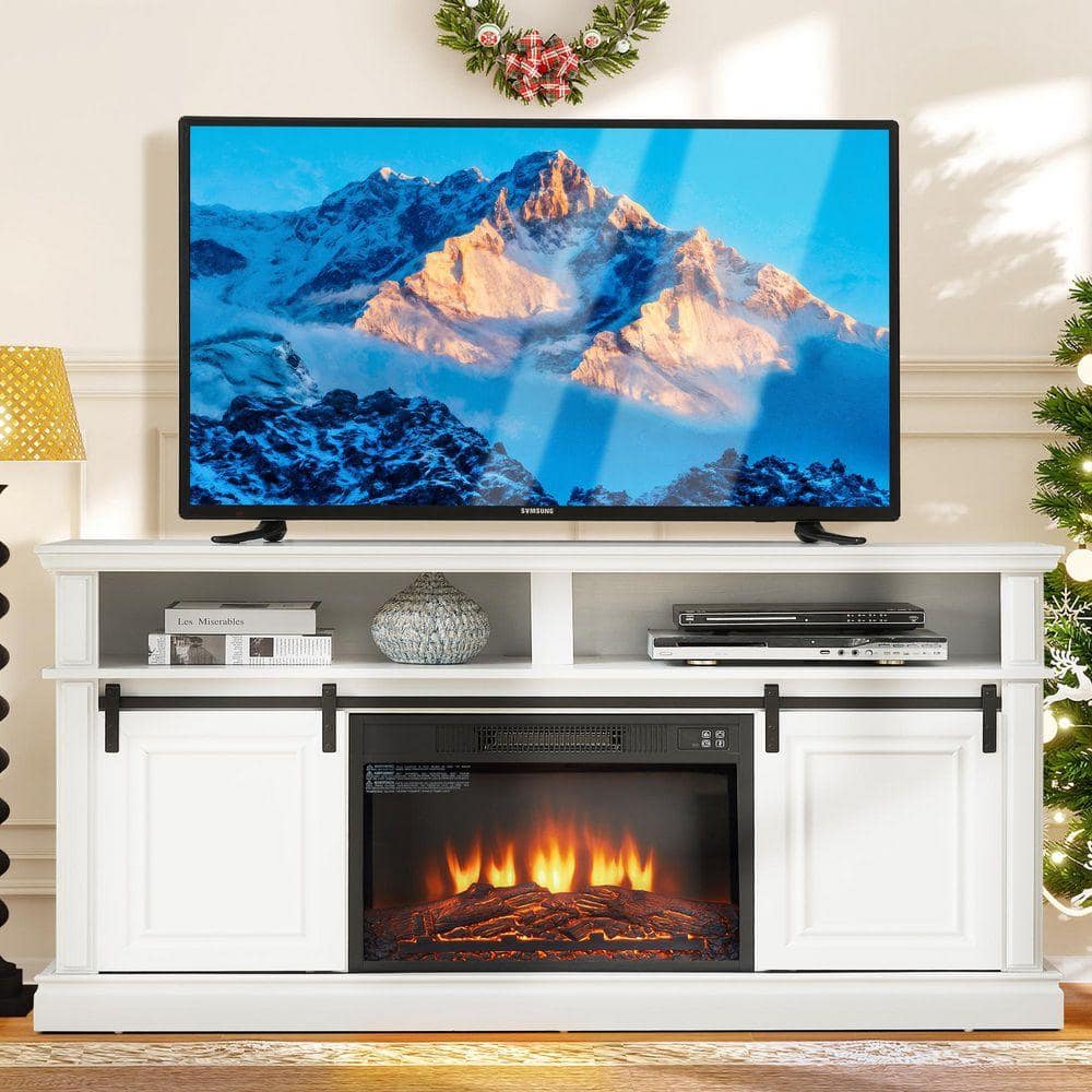 ToolCat 58 in. TV Stand with 23 in. Electric Fireplace Insert, Antique ...