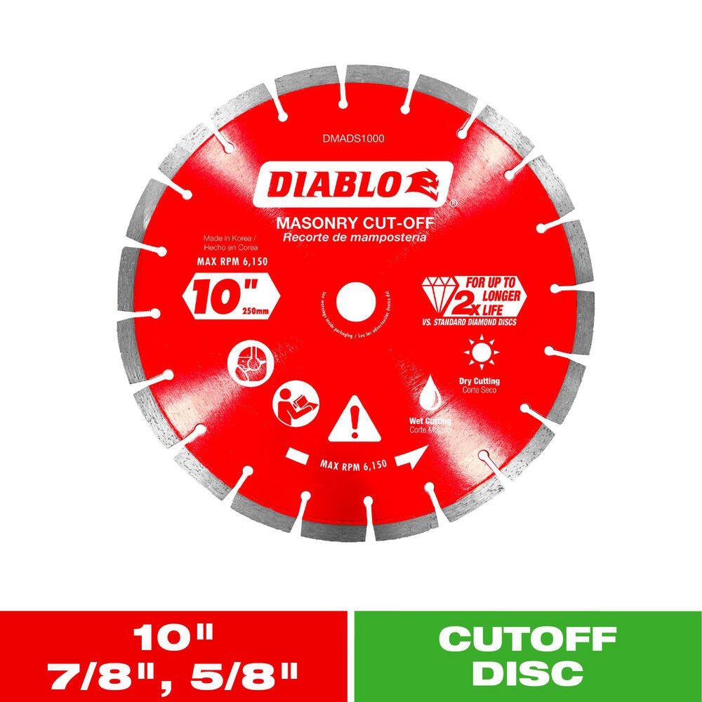 DIABLO 10 in. Diamond Segmented Cut-Off Discs for Masonry DMADS1000 ...