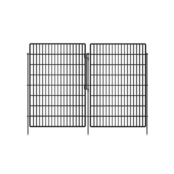 Justincity 24 ft. L x 29 in. H Black Metal No Dig Garden Fence Animal ...