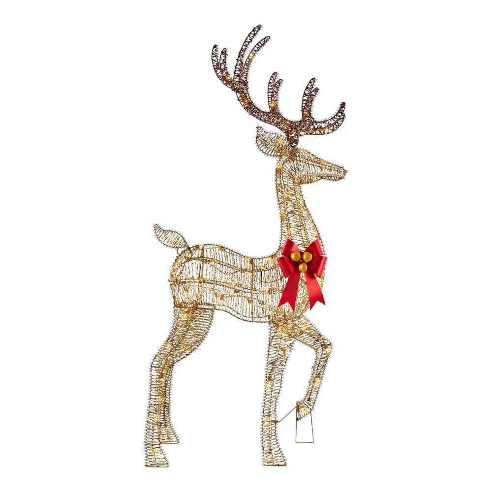 Home Accents Holiday 5 ft. Polar Wishes LED Golden Standing Buck ...