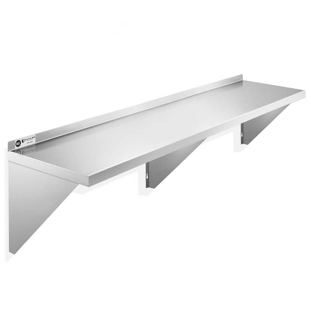KUTLER 60 in. W x 14 in. D Stainless Steel Wall Mounted Shelf, Restaurant, Kitchen, Laundry, NSF ...