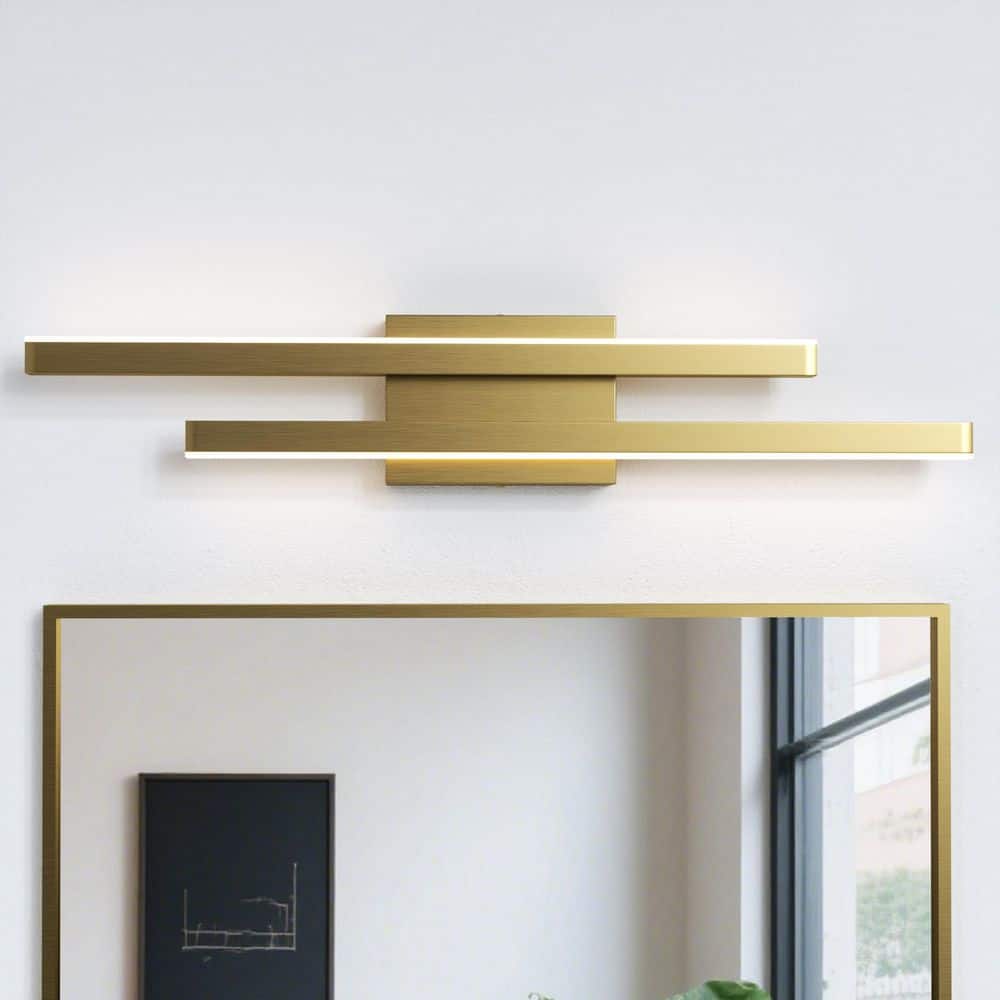 Maxax Washington 24 in. 2-Light Electroplating Brass Modern LED Vanity ...