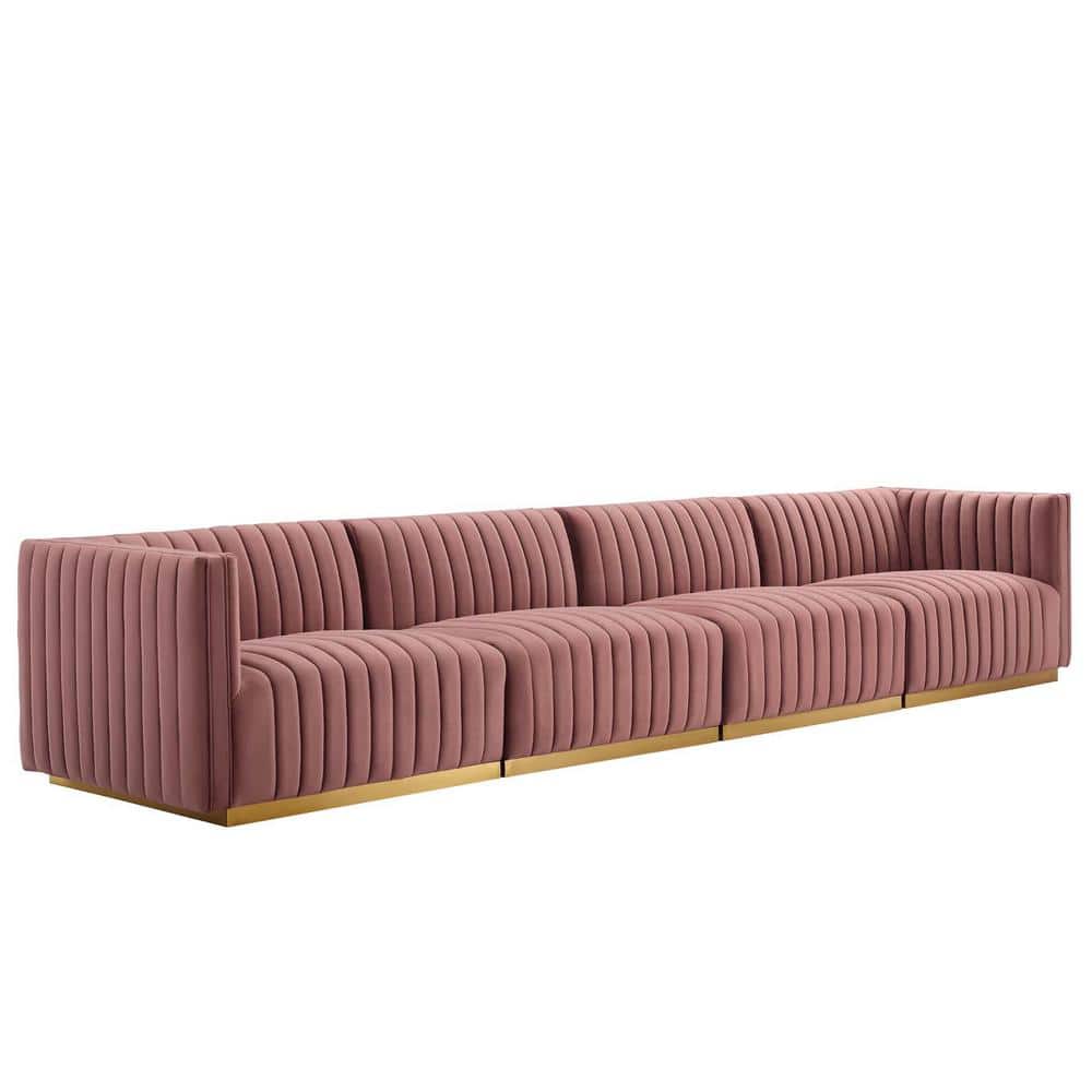 Reviews for MODWAY Conjure 154 in. W Channel Tufted Performance Velvet ...