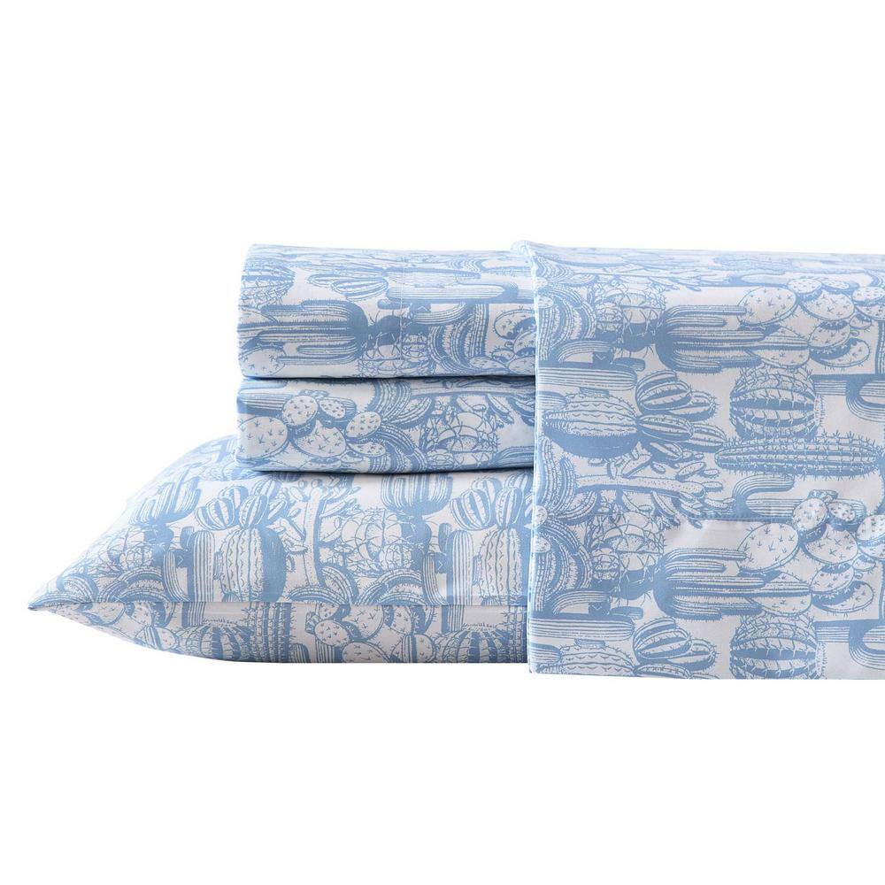Wrangler Cactus Toile 4-Piece Blue Microfiber Queen Sheet Set ...