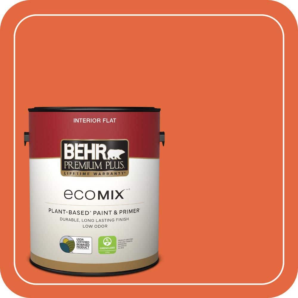BEHR PREMIUM PLUS 1 gal. #P190-6 Emergency Zone Flat EcoMix Plant-Based ...