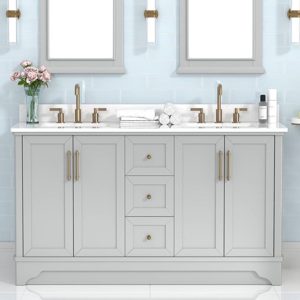 Reviews for Glacier Bay Eastwood 61 in. Double Sink Freestanding Bath ...