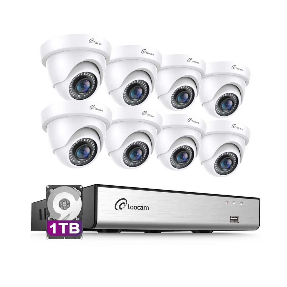LOOCAM 1080P 8 Channel H.265+ DVR Wired Security Camera System with 1TB ...