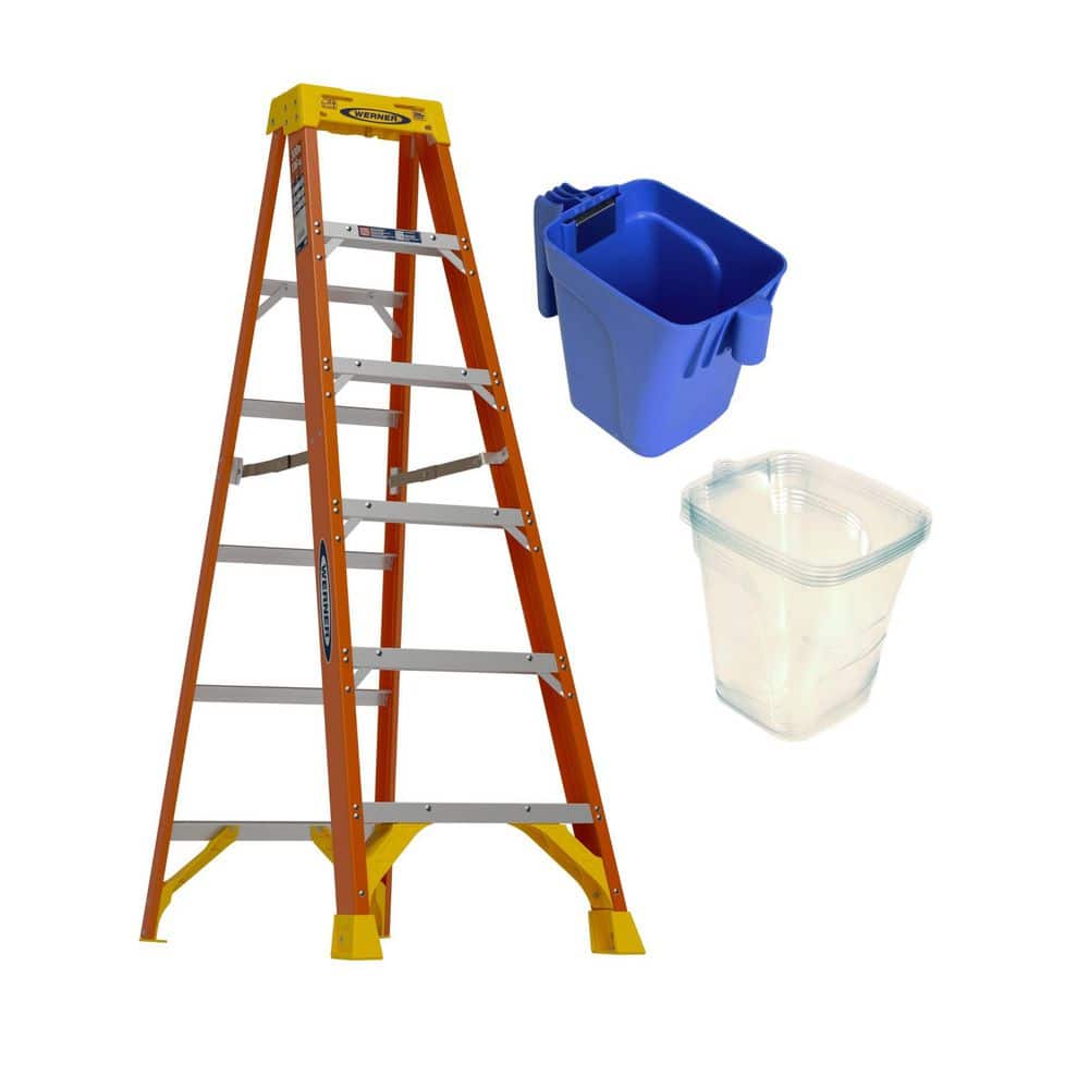 Werner 6 ft. Fiberglass Step Ladder with 300 lbs. Load Capacity Type IA ...