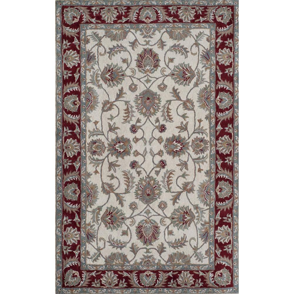 Rugs America New Dynasty Ivory Burgundy Beige Area Rug - 9 ft. x 12 ft ...