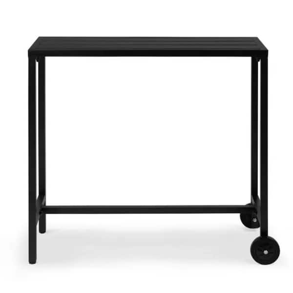Cubilan 40 in. Outdoor Bar Table with Wheels, Rectangle Narrow Counter ...