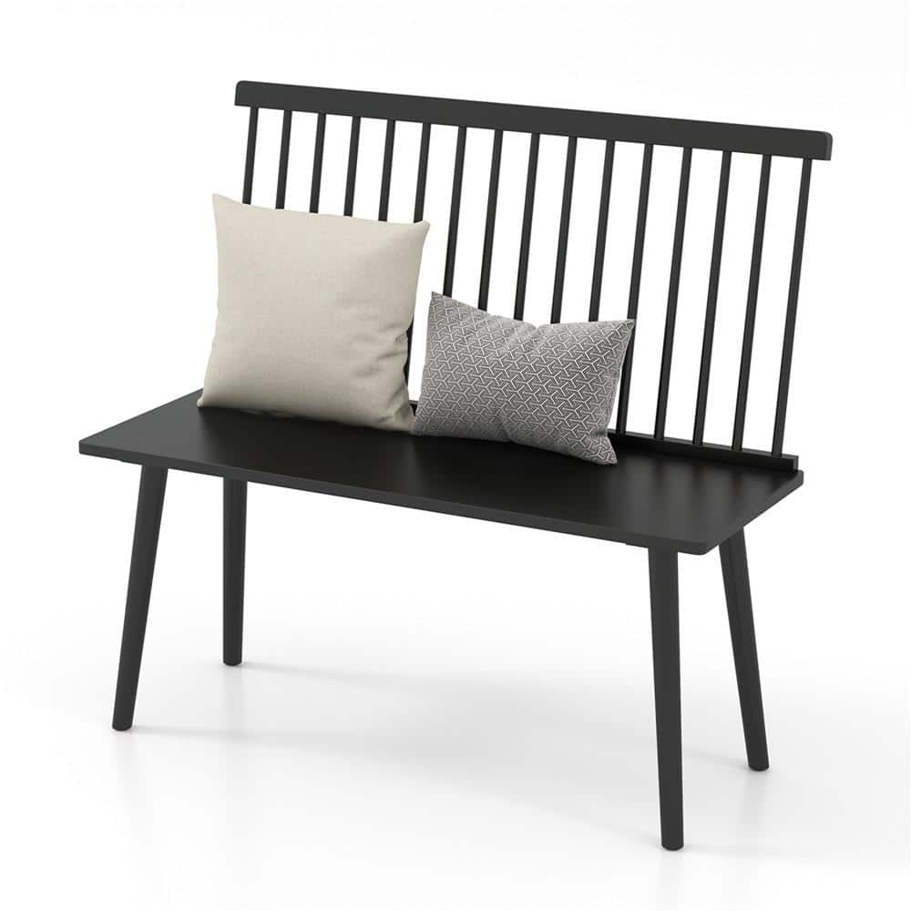 Costway Black Windsor Dining Bench Back with Rectangle 39 in. HCST01250 ...