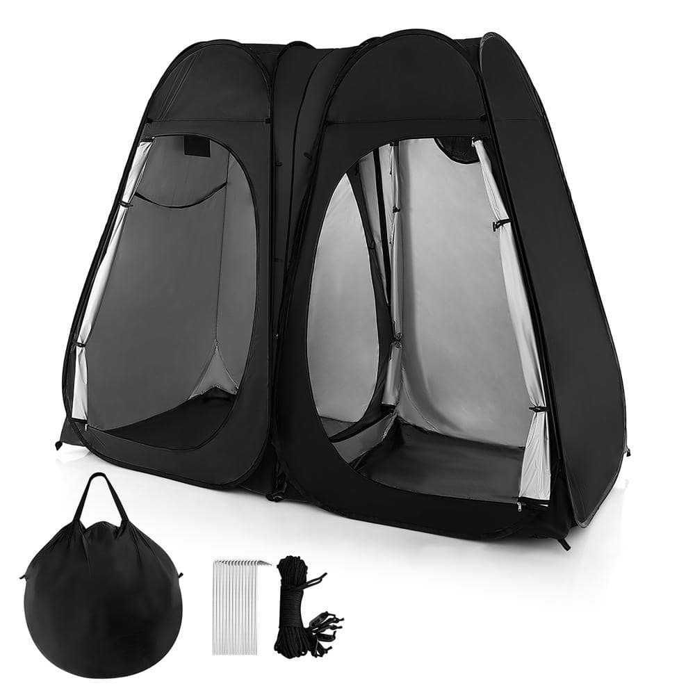 Costway 7.5 ft. Black Outdoor Portable Pop Up Shower Privacy Tent ...