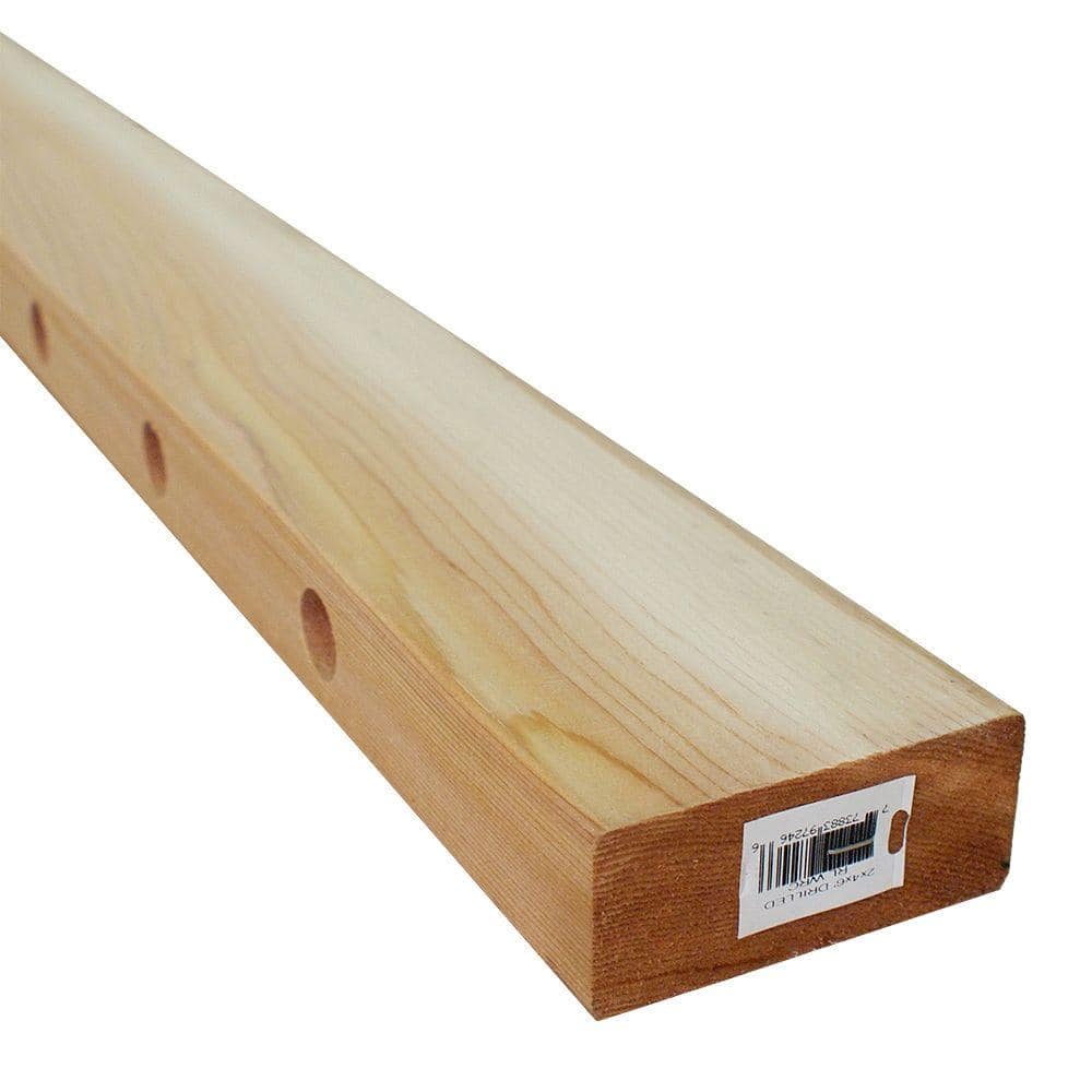 2 in. x 4 in. x 6 ft. Western Red Cedar Predrilled Hand Rail 90003191 ...