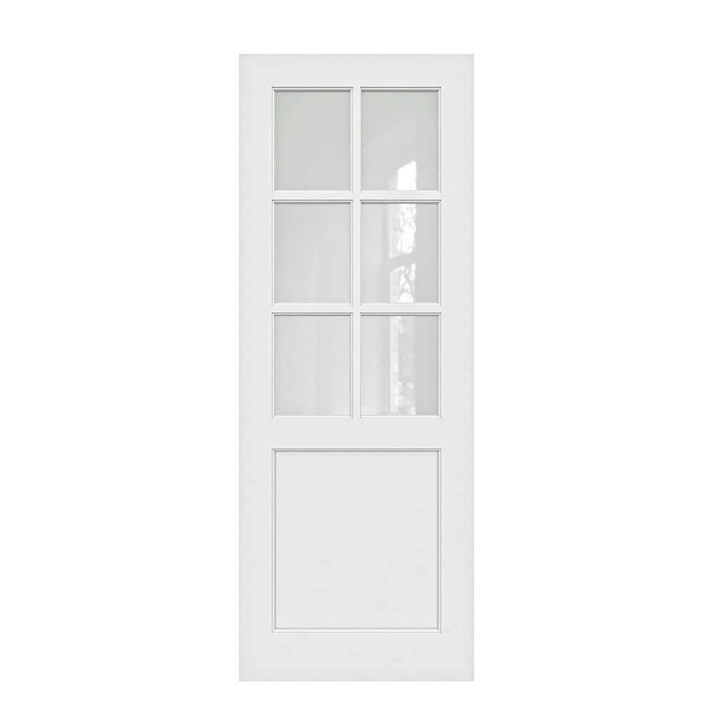 ARK DESIGN 30 in. x 80 in. Modern 6 Lite Frosted Glass White Solid Core ...