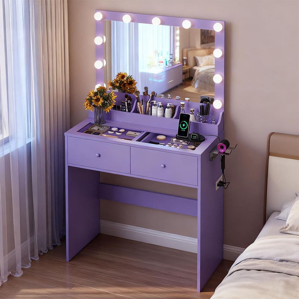 Karl home 1 Piece Purple Makeup Vanity Table with Mirror K1G52008341 ...