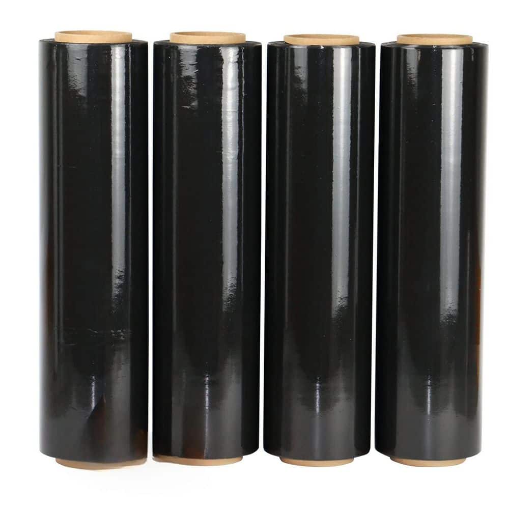 WRIGHTMASTER 18 in. W x 1500 ft. L 80-Gauge Pallet Stretch Wrap Black Hand Shrink Wrap (4 Roll ...