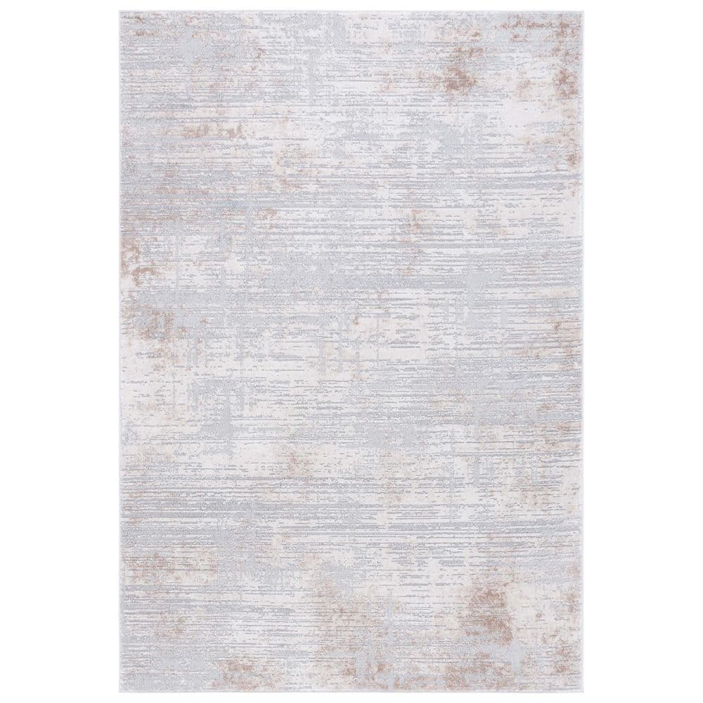 SAFAVIEH Eternal Gray/Ivory 9 ft. x 12 ft. Distressed High-Low Area Rug ...