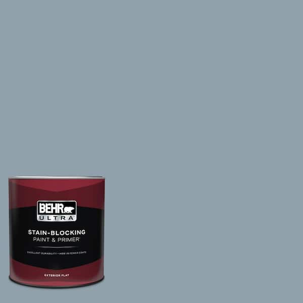 BEHR ULTRA 1 qt. #N480-4A Dusty Denim Flat Exterior Paint and Primer ...