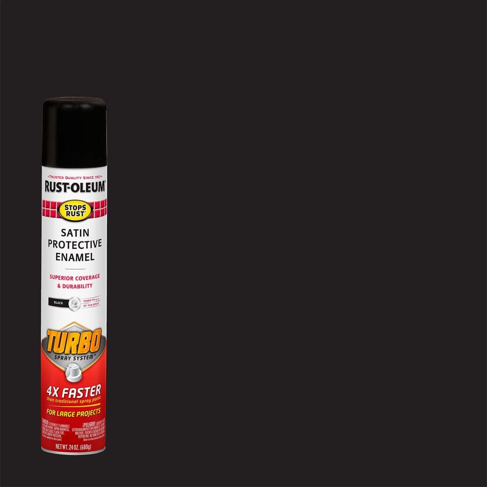 Rust-Oleum Stops Rust 24 oz. Turbo Spray System Satin Black Spray Paint ...