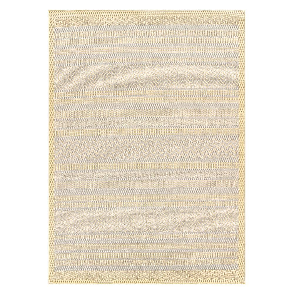 World Rug Gallery Yellow 5 ft. x 7 ft. Contemporary Bohemain Stripes ...