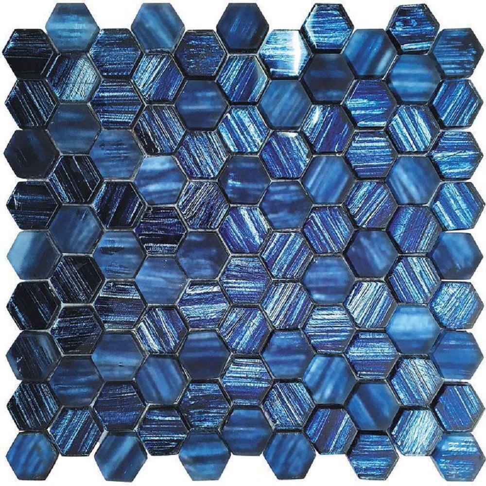 Apollo Tile Blue 4 in. x 5 in. Hexagon Polished and Matte Finished ...