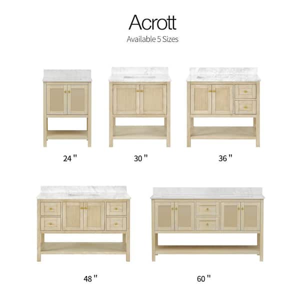 Home Decorators Collection Arcott 31 in. Single Sink Fluted Natural ...