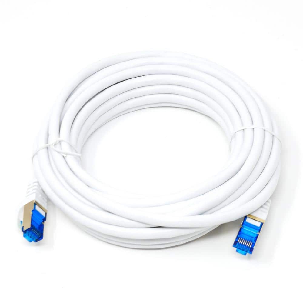 QualGear 20 ft. Cat 7 Round High-Speed Ethernet Cable White QG-CAT7R ...