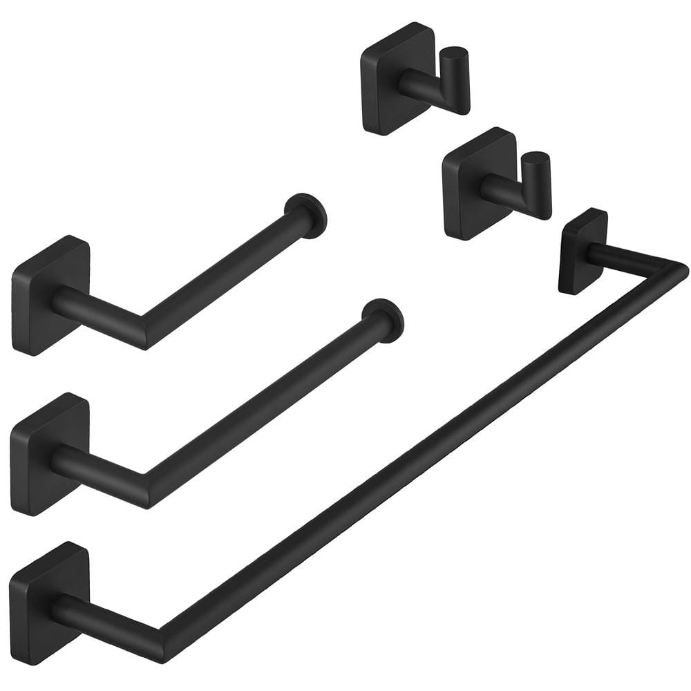 BWE 5-Piece Bath Hardware Set with Towel Bar Towel Hook Toilet Paper ...