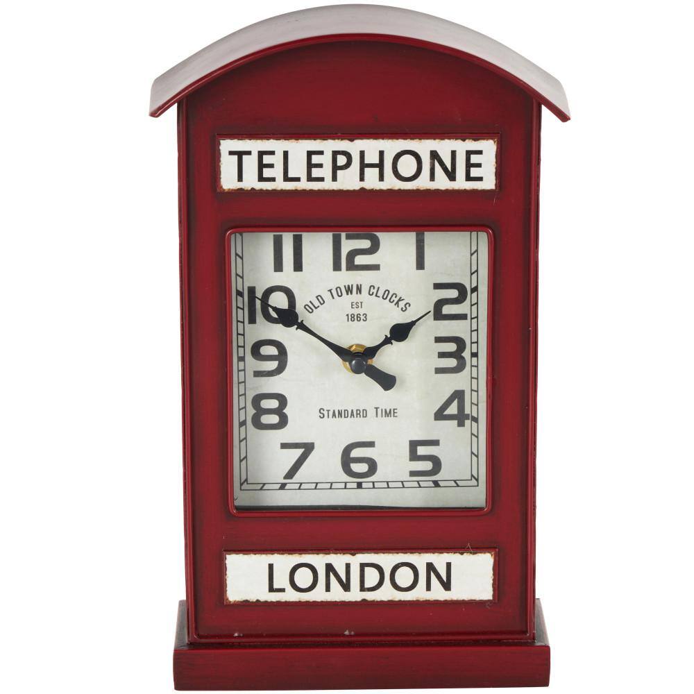 Litton Lane Red Metal London Telephone Booth Inspired Clock 047009 ...