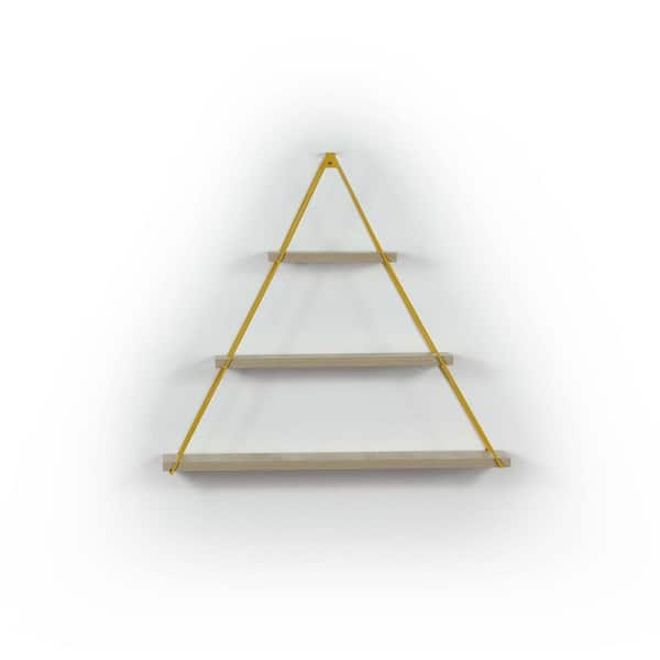 Rustic Decorative Shelf 3 Solid Wood and Metal Triangle Wall Shelf, Oak ...