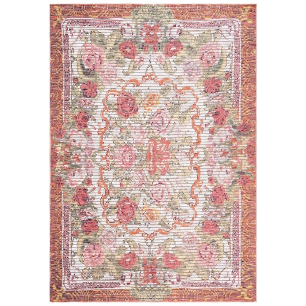 SAFAVIEH Besarabian Ivory/Sage Rust 8 ft. x 10 ft. Machine Washable ...