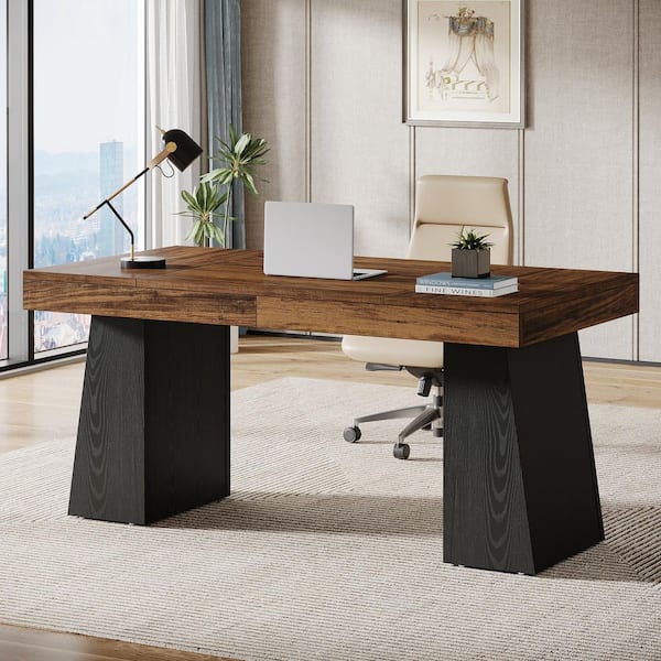 BYBLIGHT Moronia 55 in. Modern Rectangle Rustic Brown & Black ...