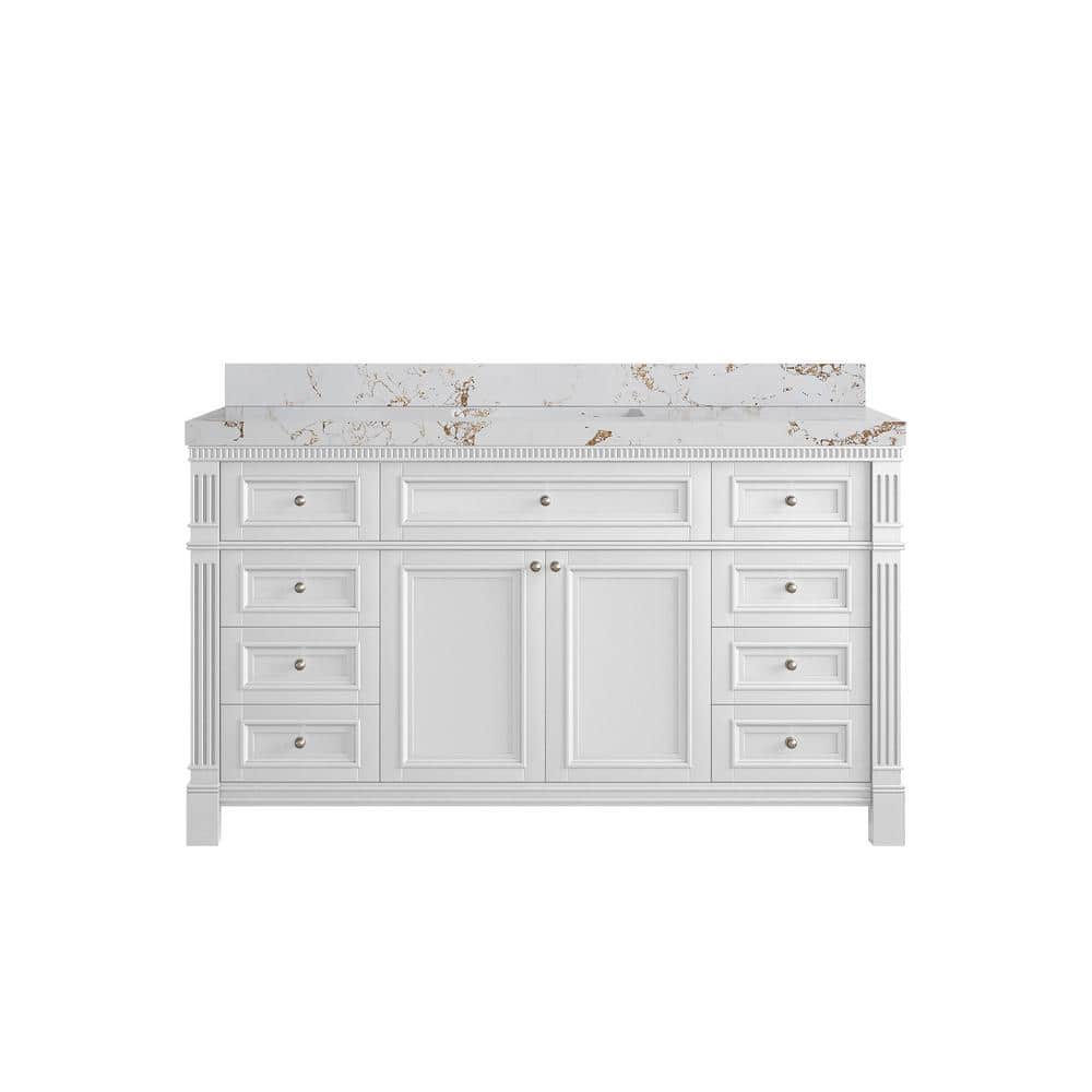 Willow Collections Paris 60 in. Single Sink Freestanding White Bath ...