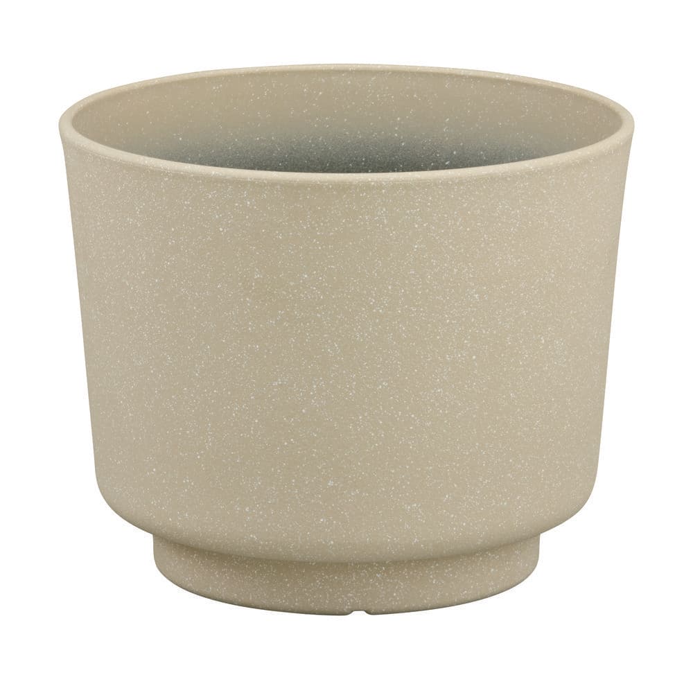 Vigoro 8 in. W x 6.4 in. H Candace Sand Pedestal Resin Decorative Pot with Drainage Holes ...