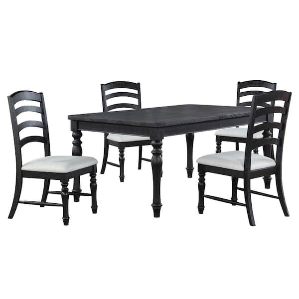 Steve Silver Odessa 5-Piece Black Wood Top Dining Set with 4 ...