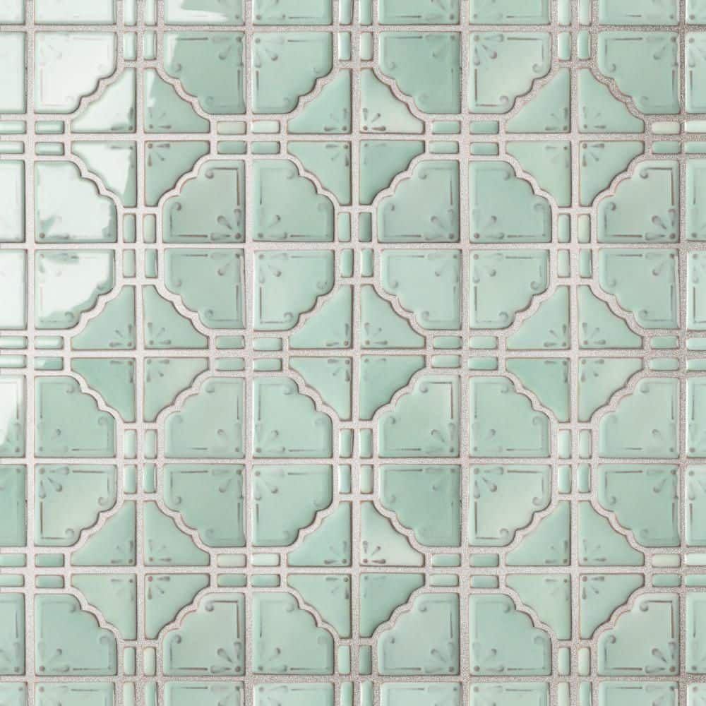 Merola Tile Hudson Moonbeam Mint Green 12 in. x 12 in. Porcelain Floor ...