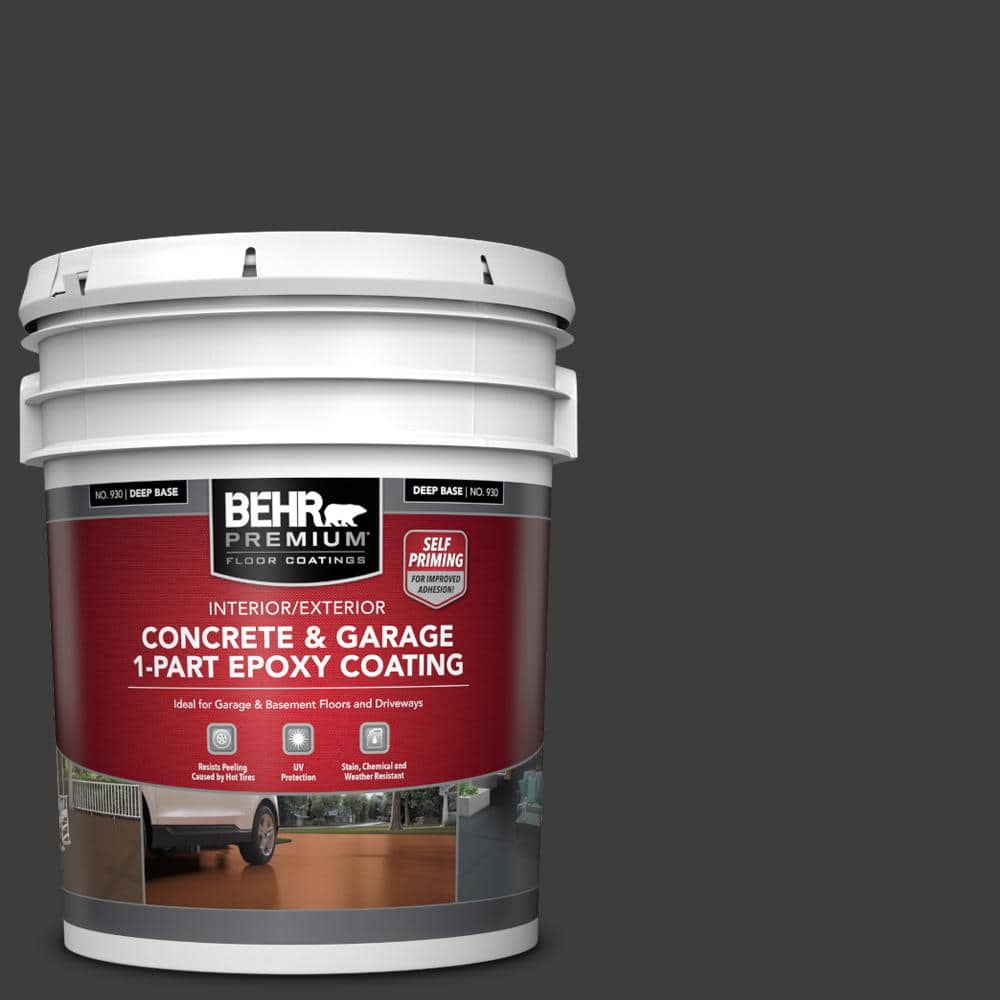 BEHR PREMIUM 5 gal. #PPF-59 Raven Black Self-Priming 1-Part Epoxy Satin ...