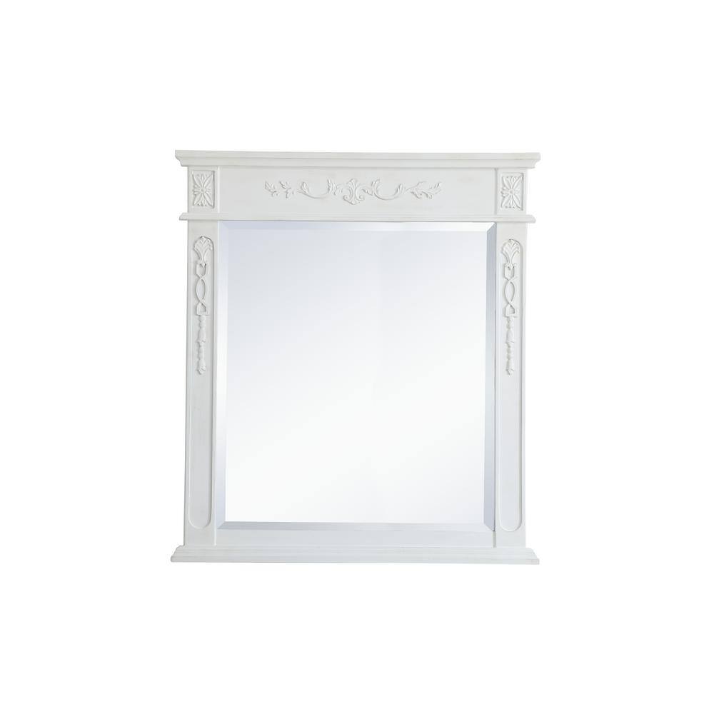 Medium Rectangle Antique White Contemporary Mirror (36 in. H x 32 in. W ...