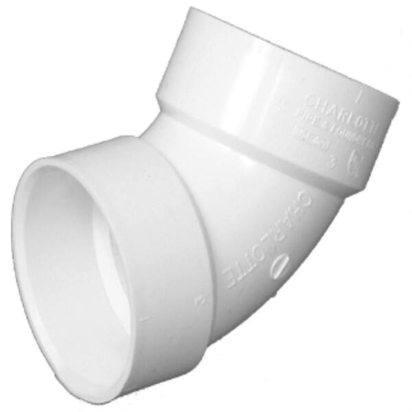 Charlotte Pipe 3 in. PVC Sch. 30 Thin-Wall 60-Degree Hub x Hub Elbow ...