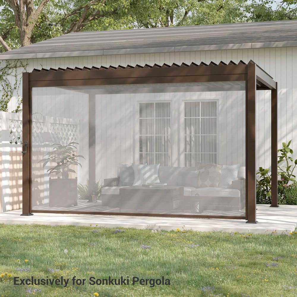 Sonkuki 13 ft. Adjustable Height Multifunctional Pull-Down Privacy Screen for Pergola ...