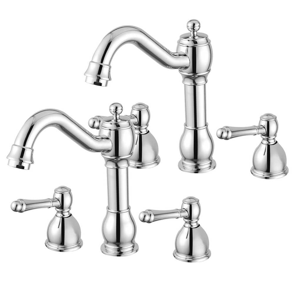 AKLFGN Double Handles 8 in. Widespread Bathroom Faucet 3-Hole Sink ...