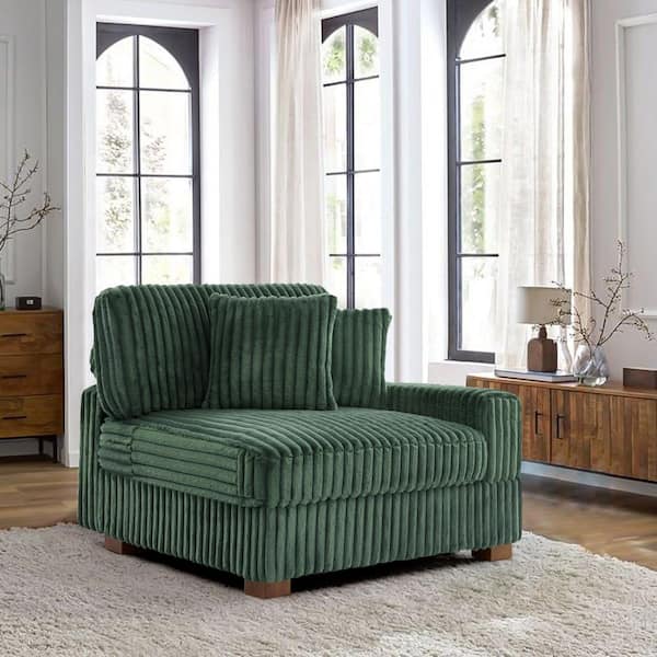 Uixe Modern Right Arm Facing Green Faux Rabbit Fur Polyester Sectional ...