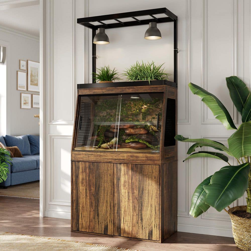 FUFU&GAGA Large Wooden Small Animal House w/ Glass Door, Adjustable ...